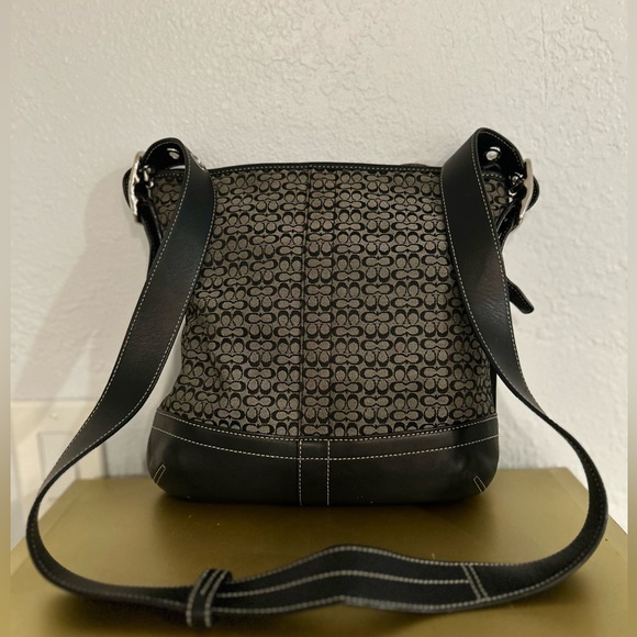 Coach | Bags | Coach Black And Gray Mini Signature C Crossbody Or ...